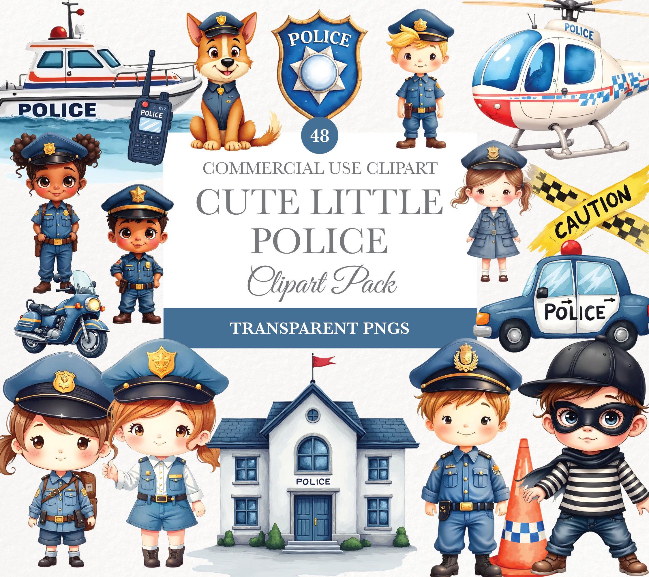 Watercolor Cute Police Clipart for Kids, Police Vehicles, Watercolor ...