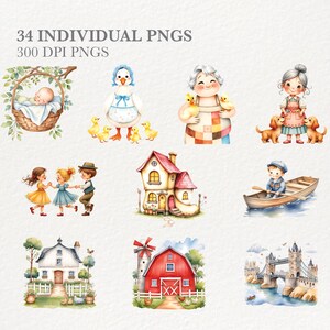 Watercolor Nursery Rhyme Clipart, Fairytale Art, Nursery Decor, Nursery ...