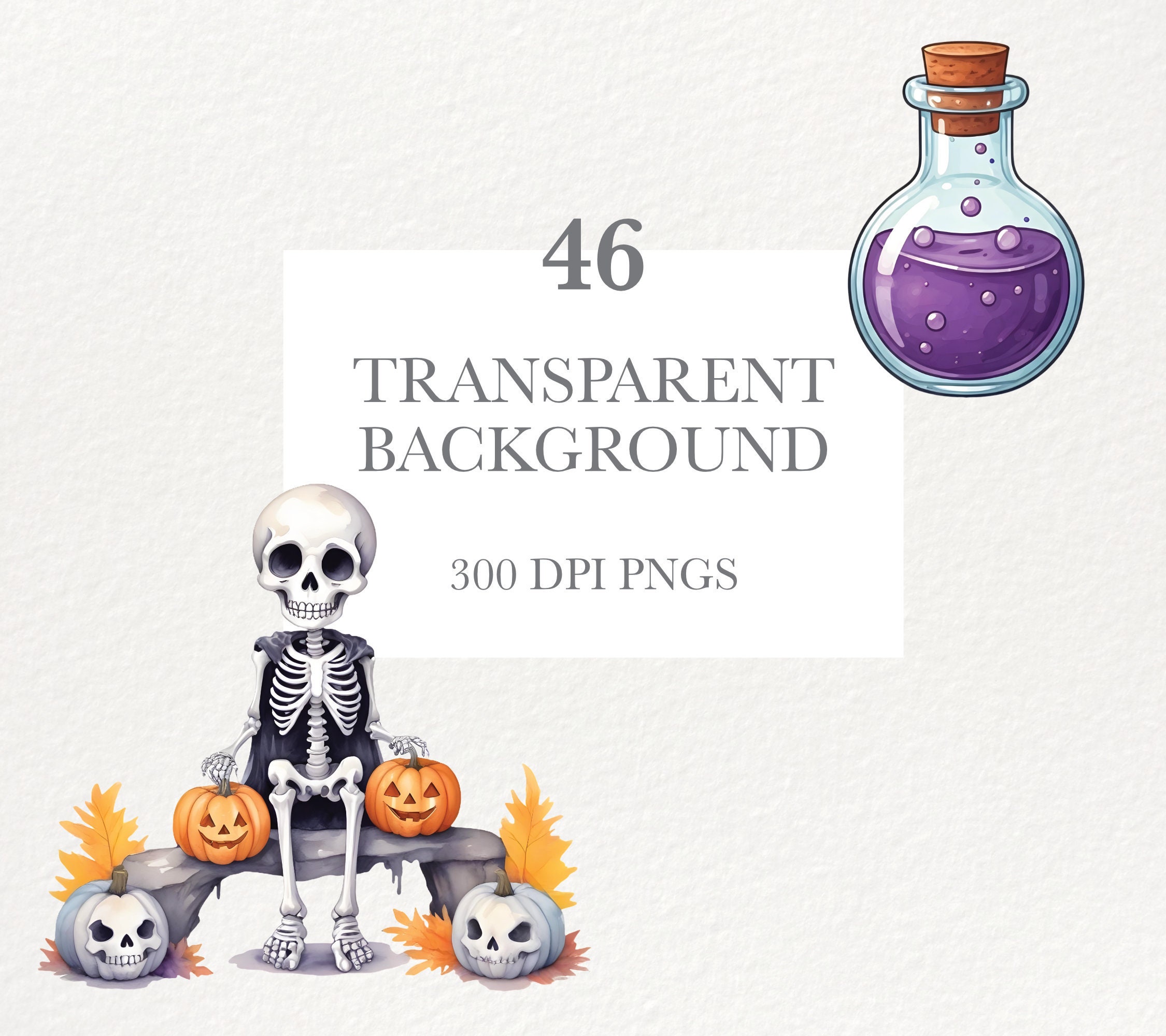 Cute Halloween Watercolor Clipart Bundle, Witch Clipart, Black Cat ...