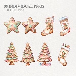 Pastel Gingerbread Clipart, Colorful and Pastel, Adorable Cookies ...
