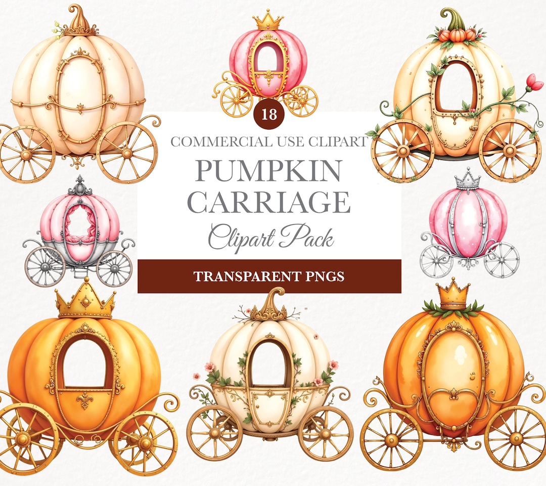 Pumpkin Carriage Clipart, Commercial Use, Pumpkins Clipart, Tale ...