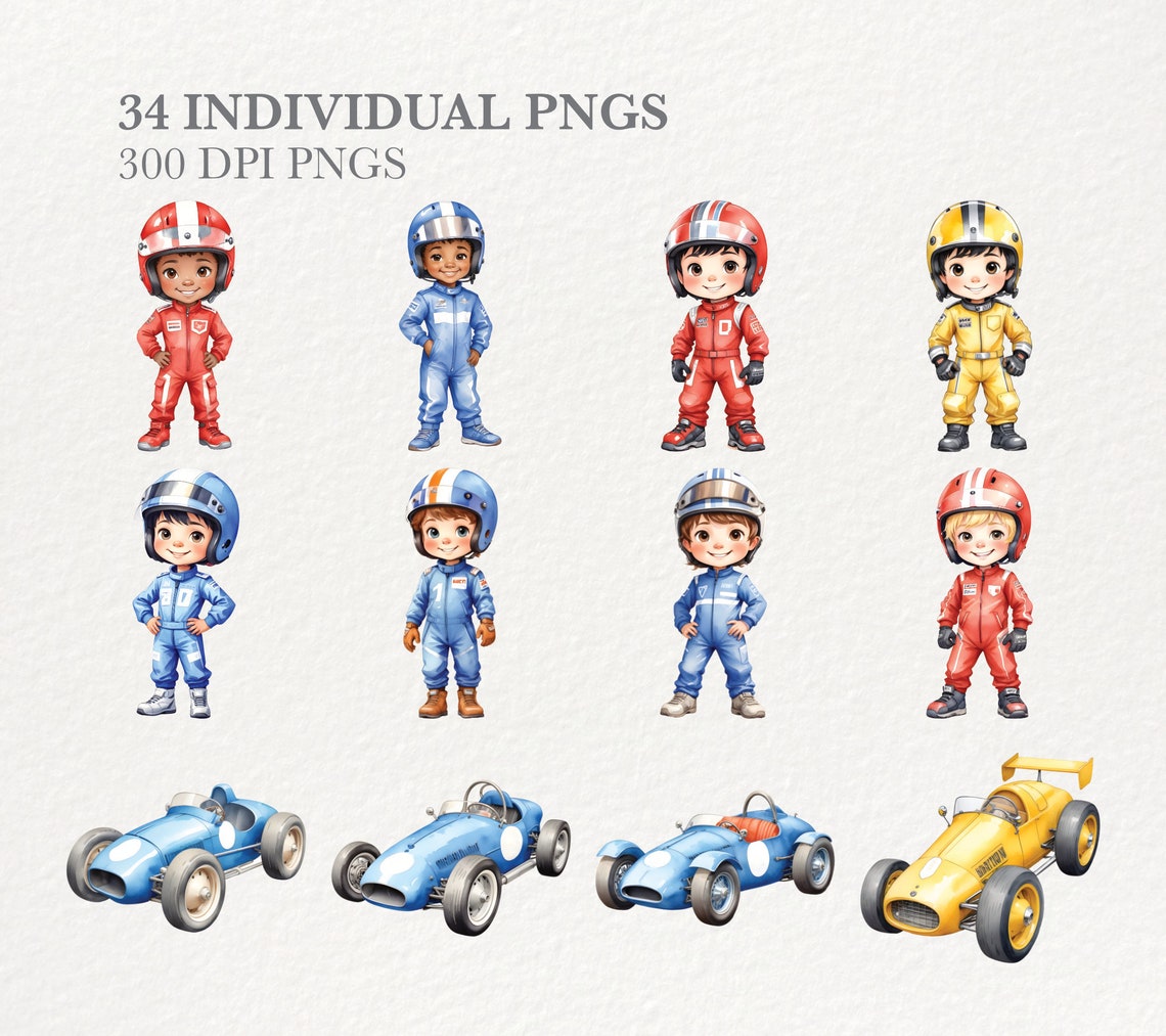 Watercolor Race Clipart, Kids Art, Racing Cars, Nursery Watercolor Cars ...