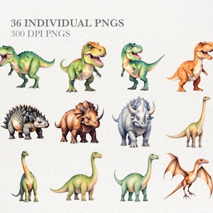 Dino Clipart Watercolor, Commercial Use, Kids Birthday Party, Dino ...