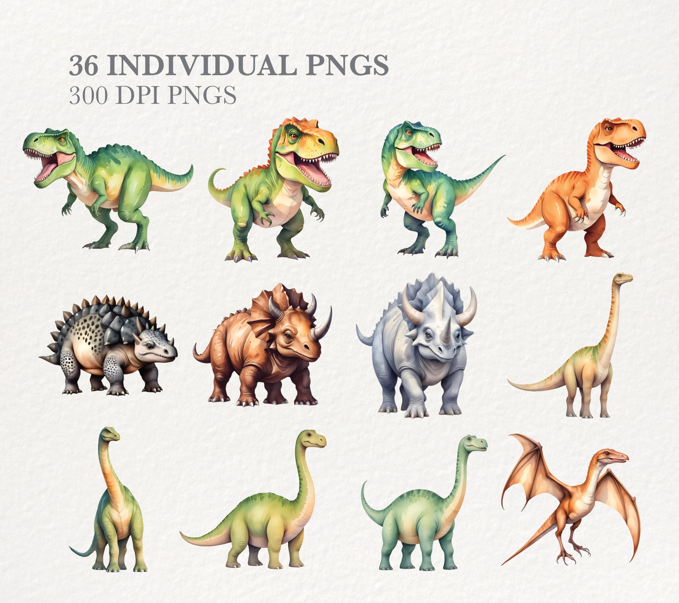 Dino Clipart Watercolor, Commercial Use, Kids Birthday Party, Dino ...