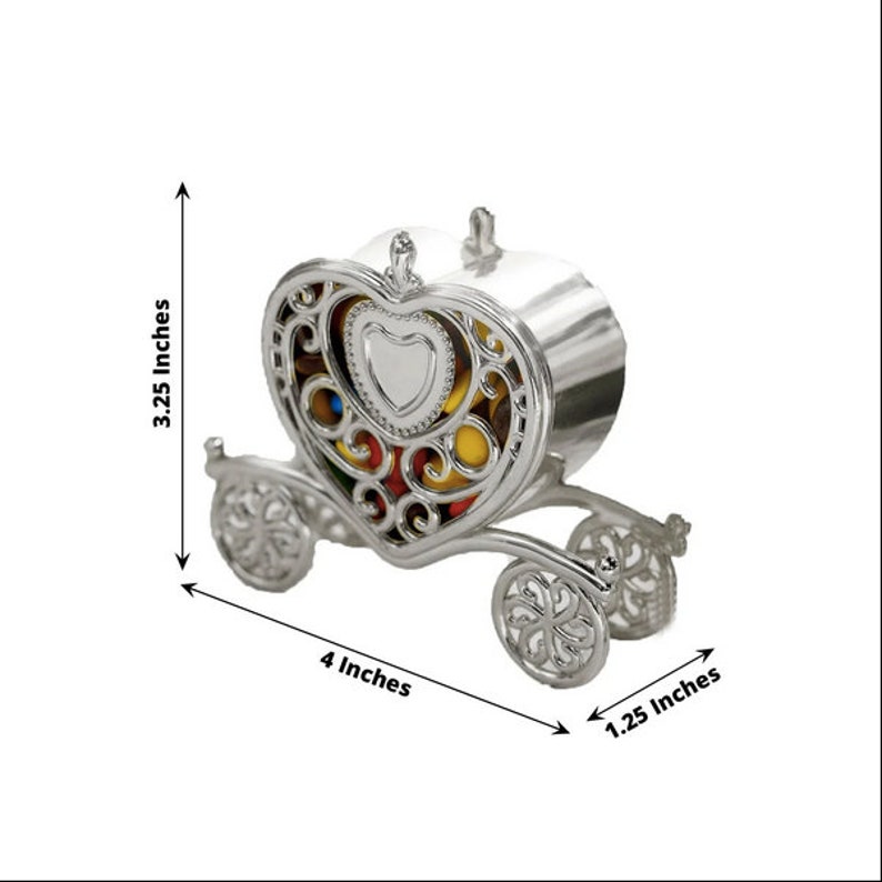 12 Pack Silver Princess Heart Carriage Candy Container Gift Boxes ...