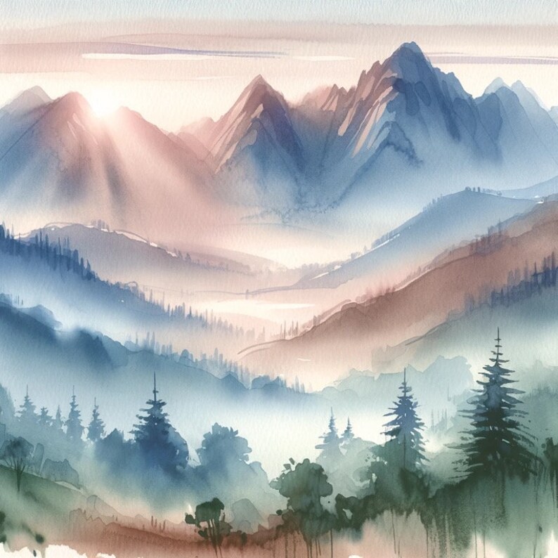 Misty Mountain Morning - Serene Landscape Print - Etsy