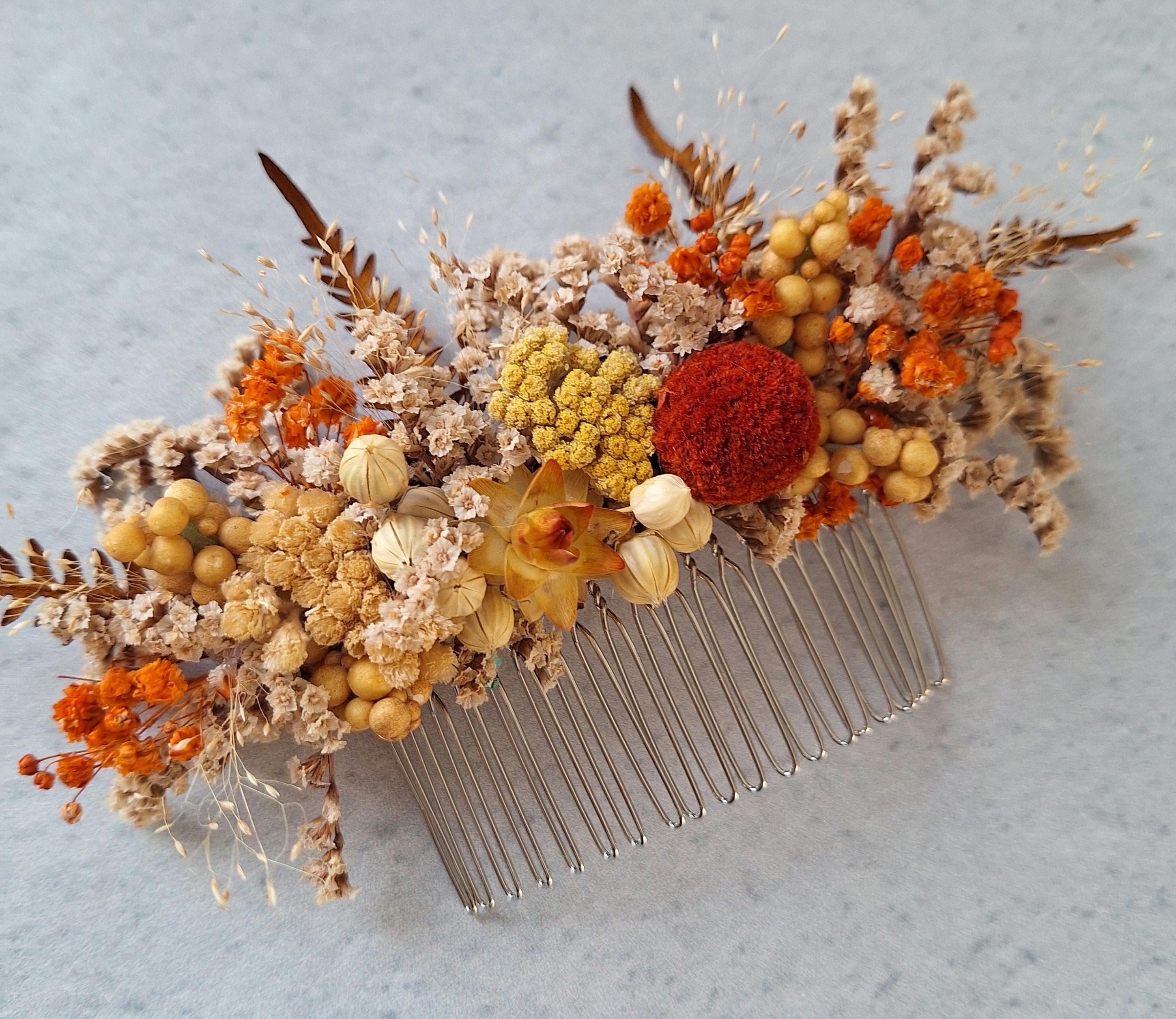 Autumn Dried Flower Comb,bridesmaid Hair Comb,rustic Wedding Comb ...
