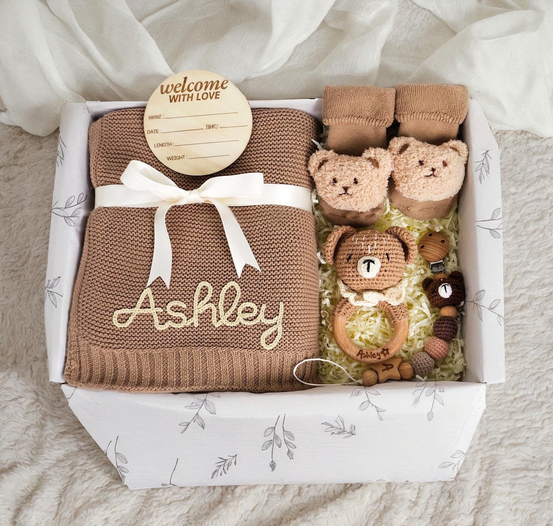 Personalized Baby Gift Set,customized Newborn Baby Gift,crochet Animal ...