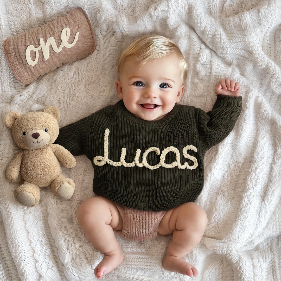 Custome Baby Name Sweater,personalized Embroidered Children Sweater ...