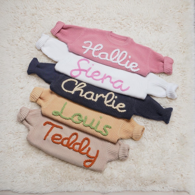 Custome Baby Name Sweater,personalized Embroidered Children Sweater ...