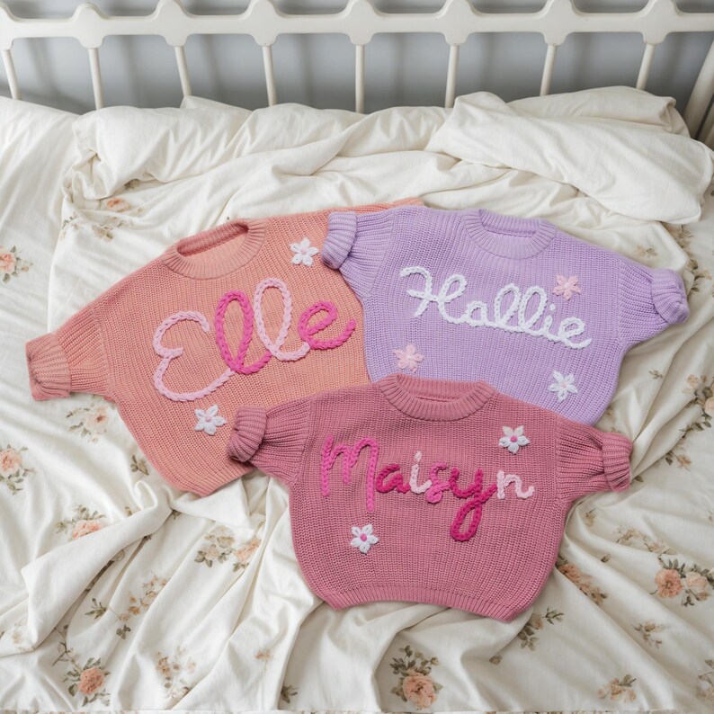 Custome Baby Name Sweater,personalized Embroidered Children Sweater ...