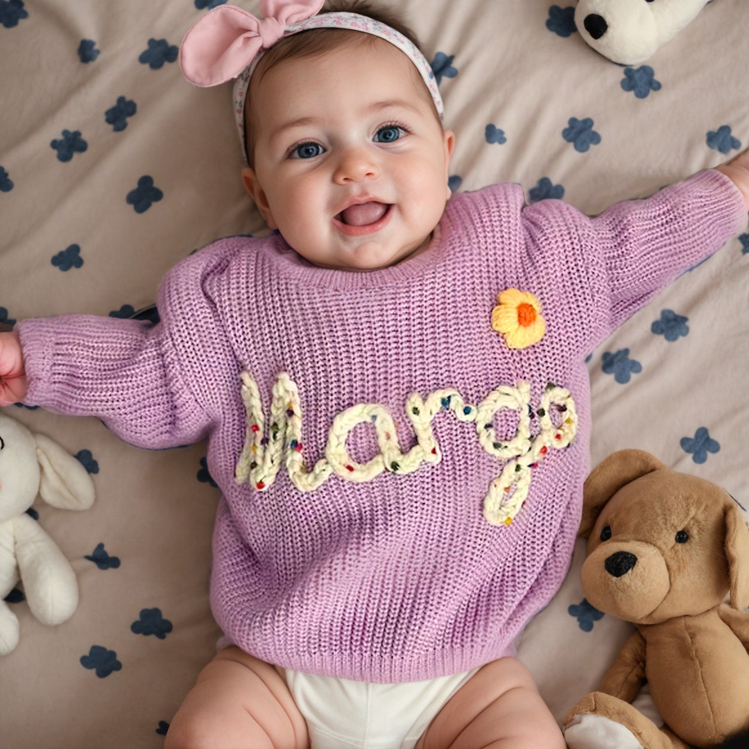 Custom Knitted Baby Name Sweater, Personalized Baby Sweater With Name ...