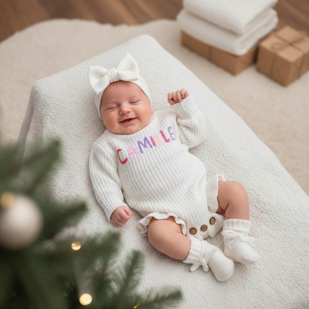 Embroidered Name Baby Romper Set, Personalized Baby Outfit, Baby Boy ...
