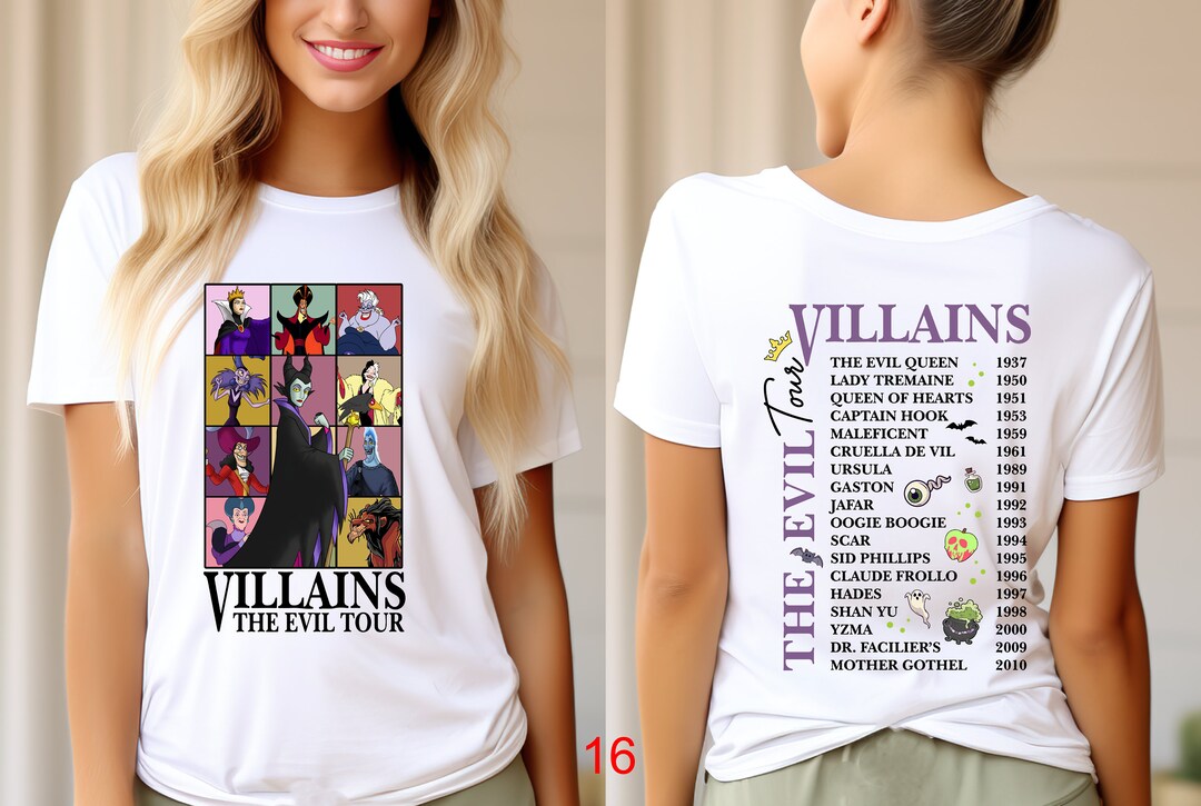 Two-sided Vintage Disney Villains Evil Tour Shirt and Tank Top, Disney Villains Concert Music ...