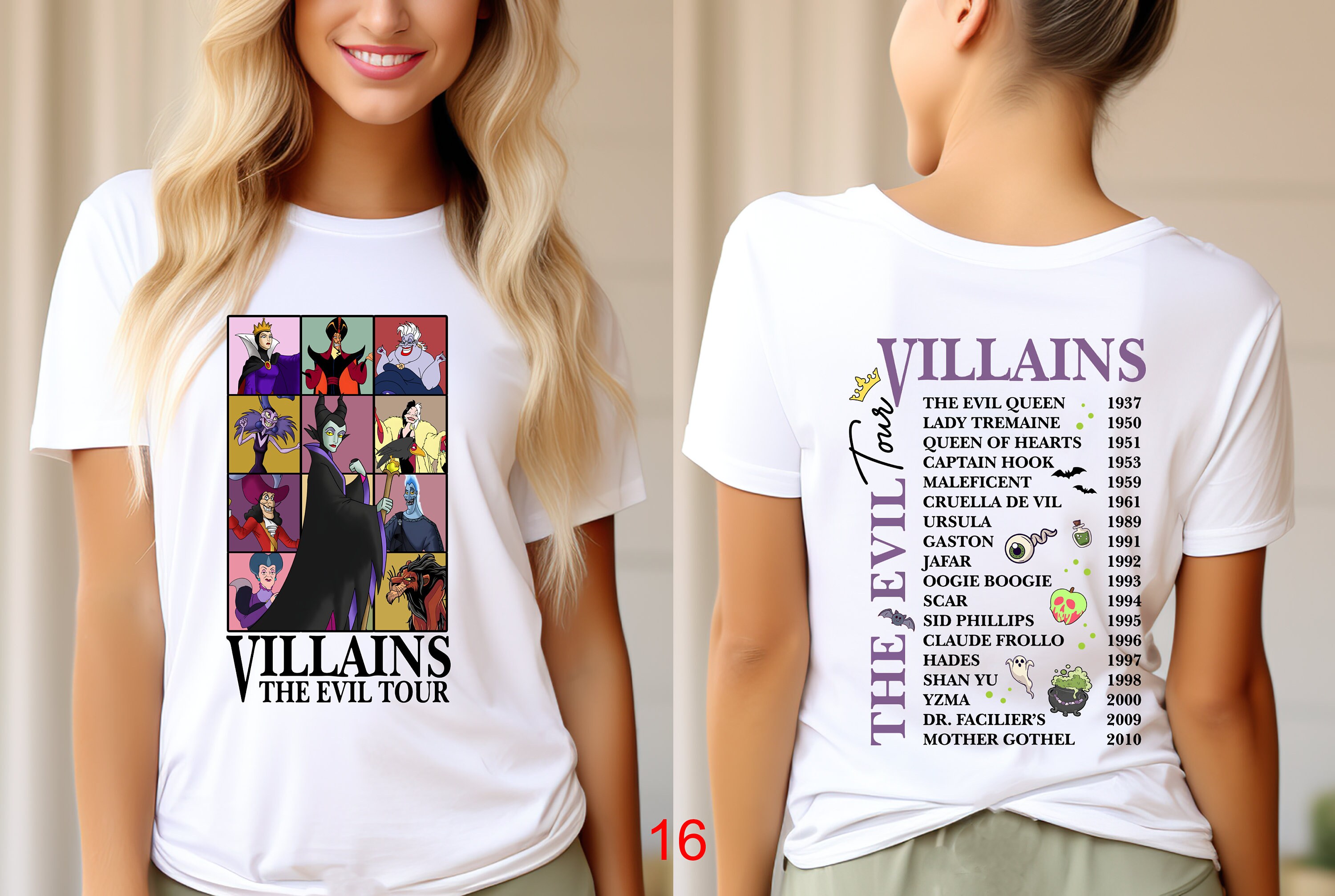 Two-sided Vintage Disney Villains Evil Tour Shirt and Tank Top, Disney Villains Concert Music ...