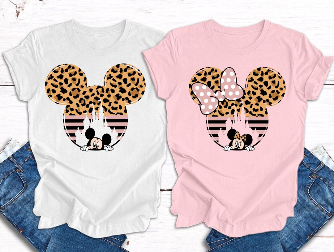 Leopard Print Minnie Mickey Couple Shirt, Animal Kingdom Shirt, Women ...