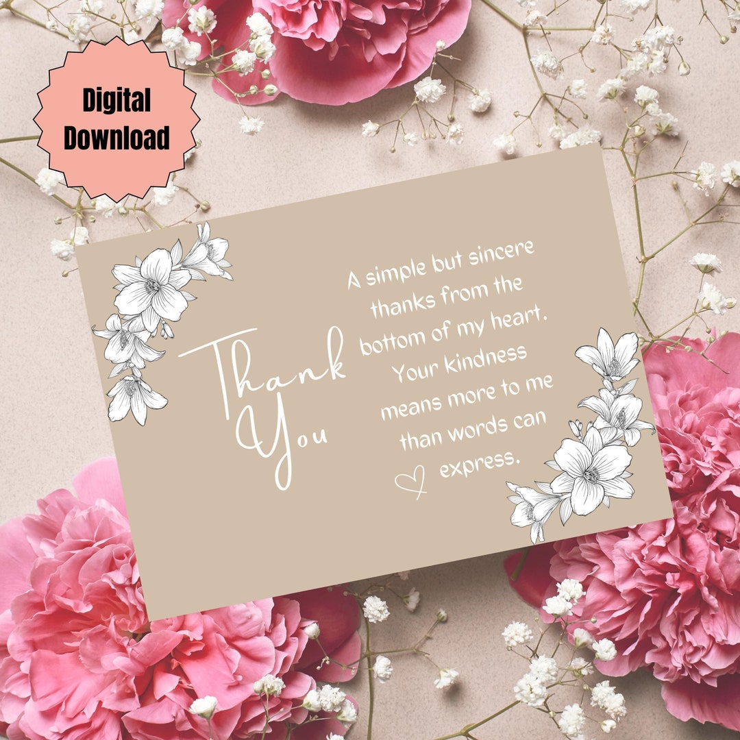 Printable Thank You Card for Family, Friends, - Etsy