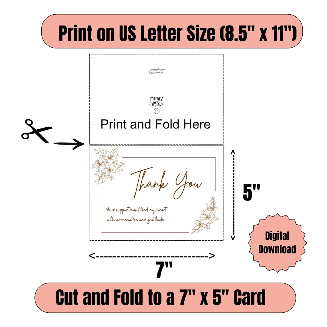 Printable Thank You Card for Family, Friends. - Etsy