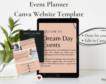Event Planner Canva Website Template, Events Manager Landing Page ...