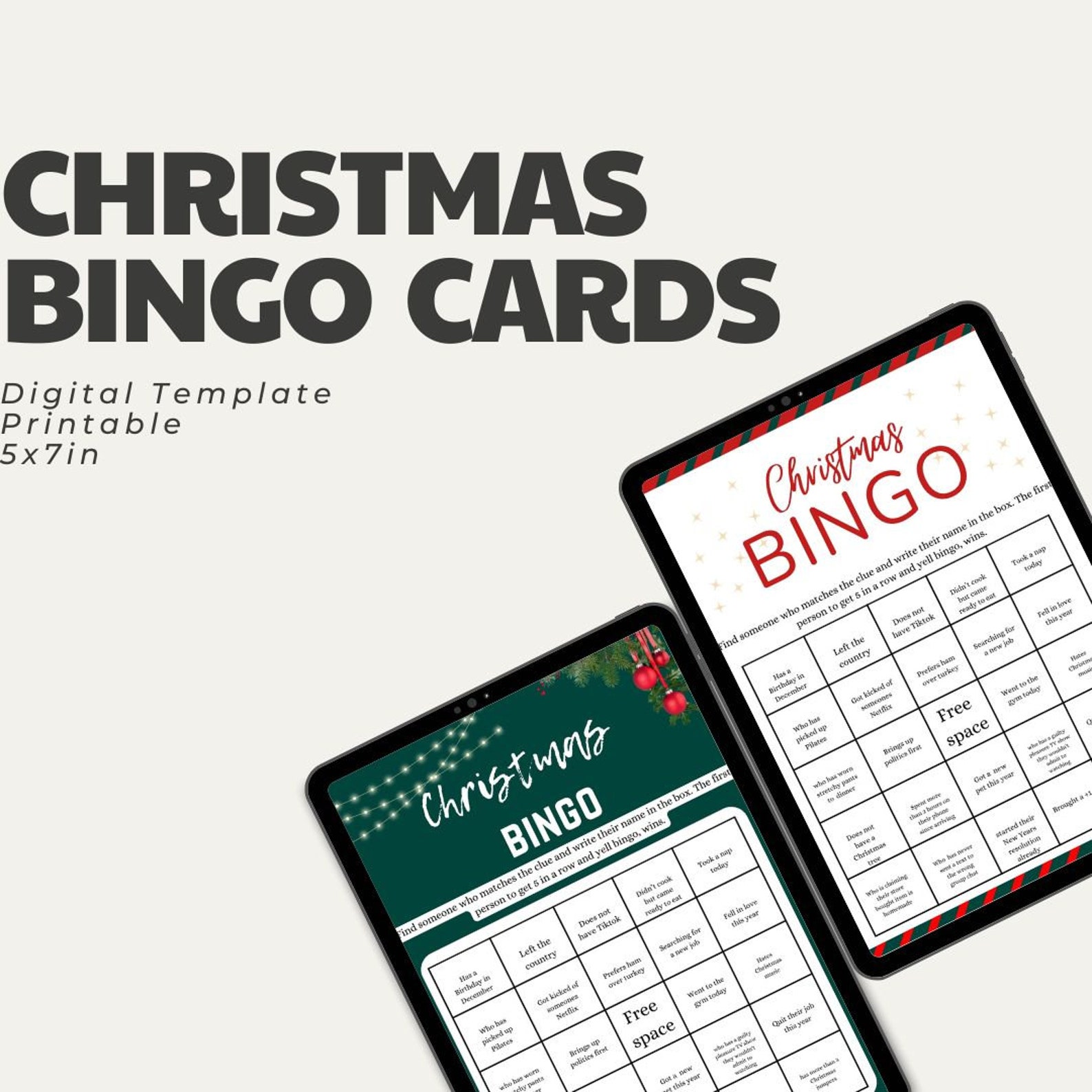 Printable Christmas Bingo Cards - Etsy