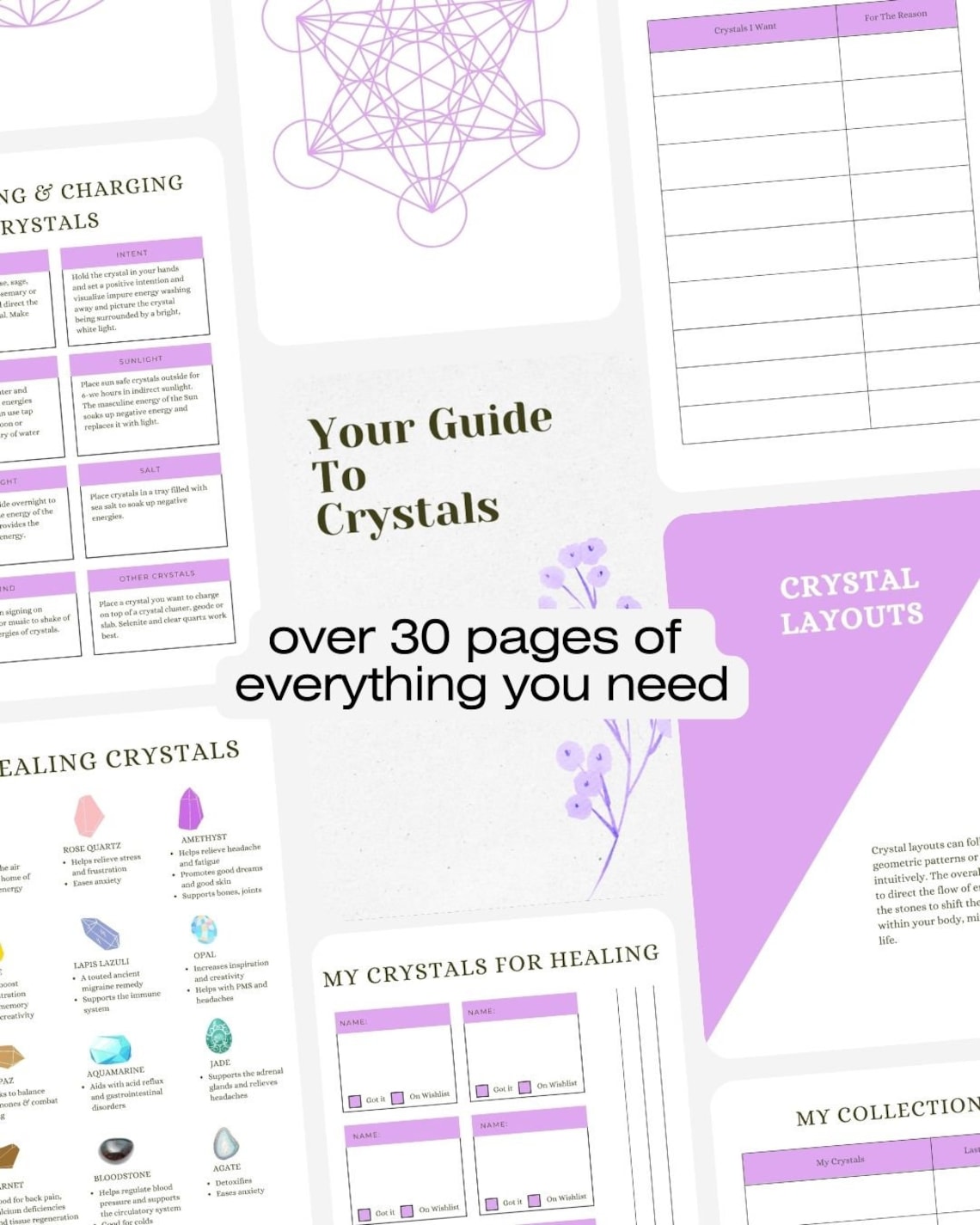 Guide to Crystals Planner Printable A4 Spirituality Planner Crystals ...