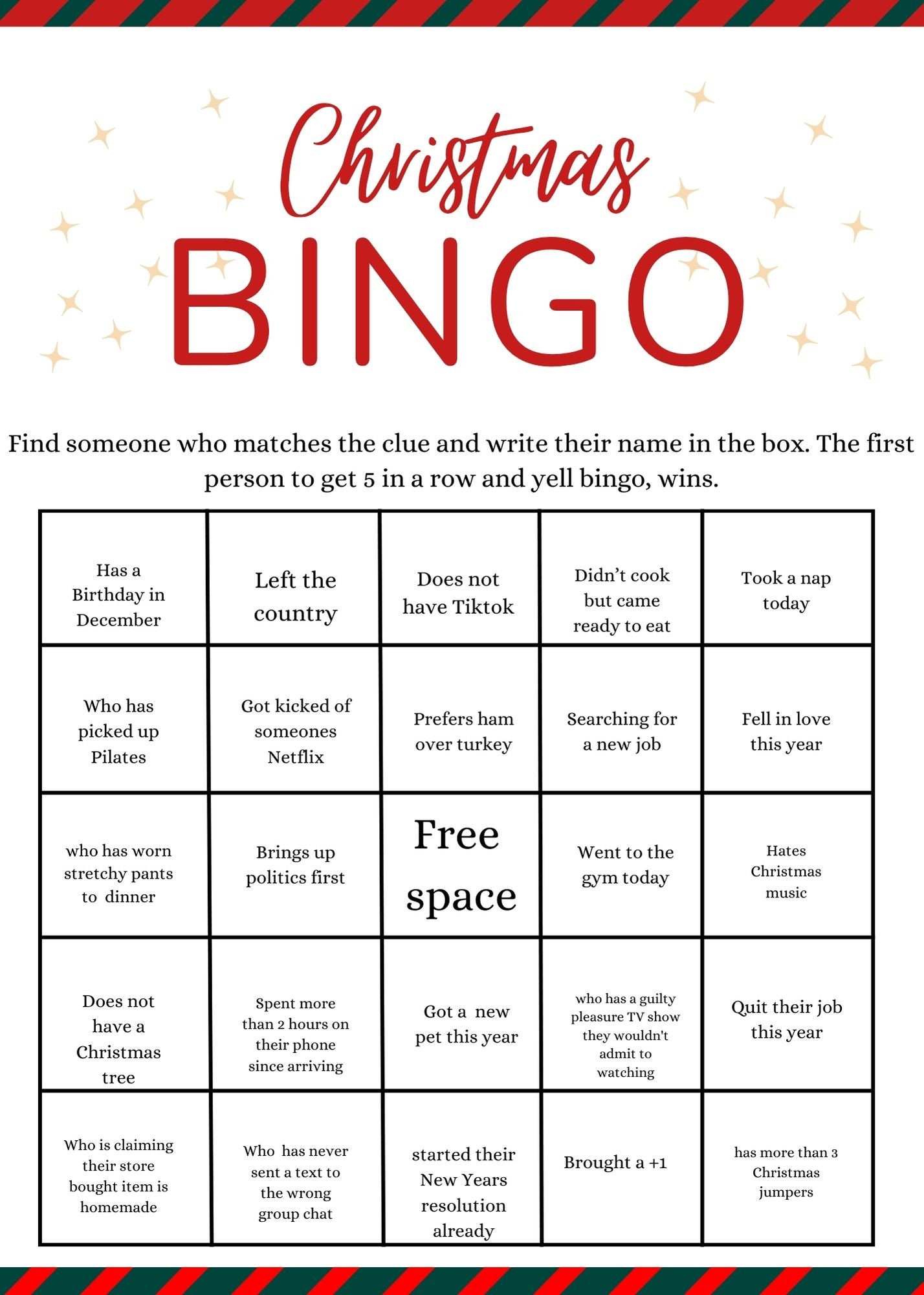 Printable Christmas Bingo Cards - Etsy