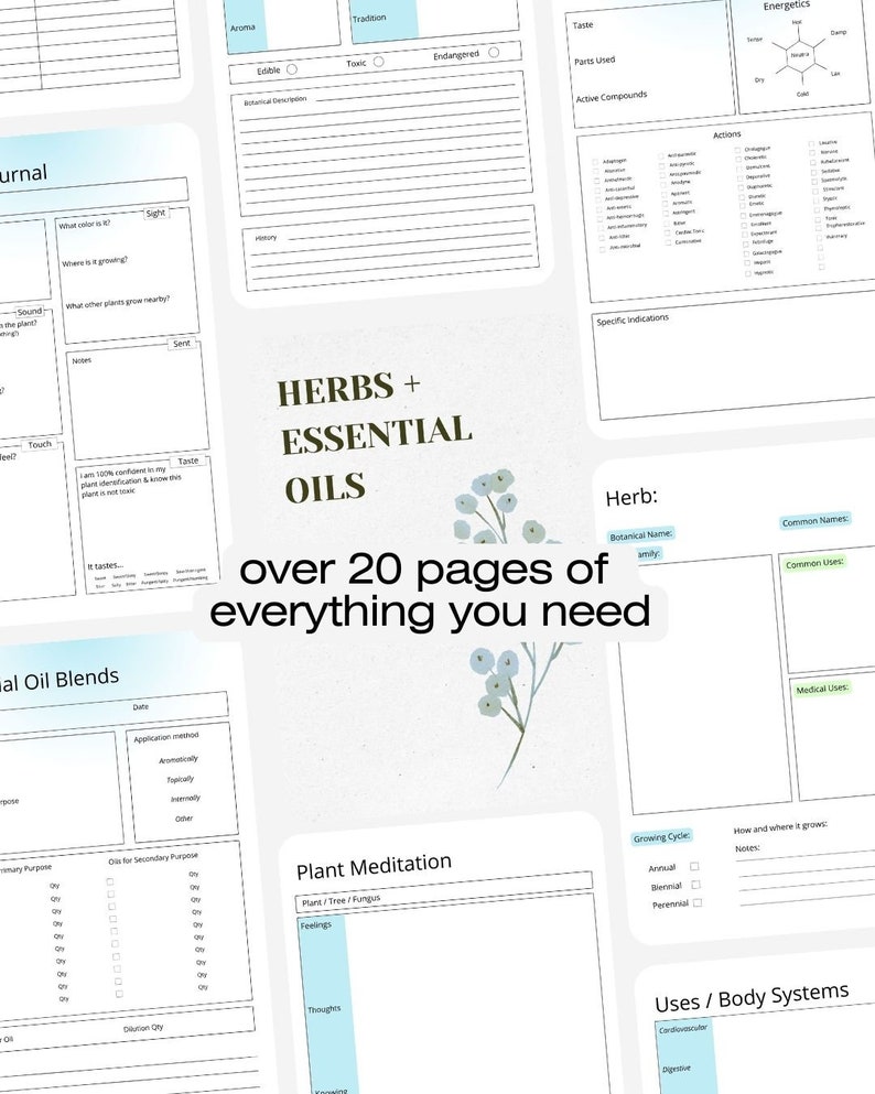 Herbs & Essential Oil Planner - Printable (A4) | Essential Oils Planner ...