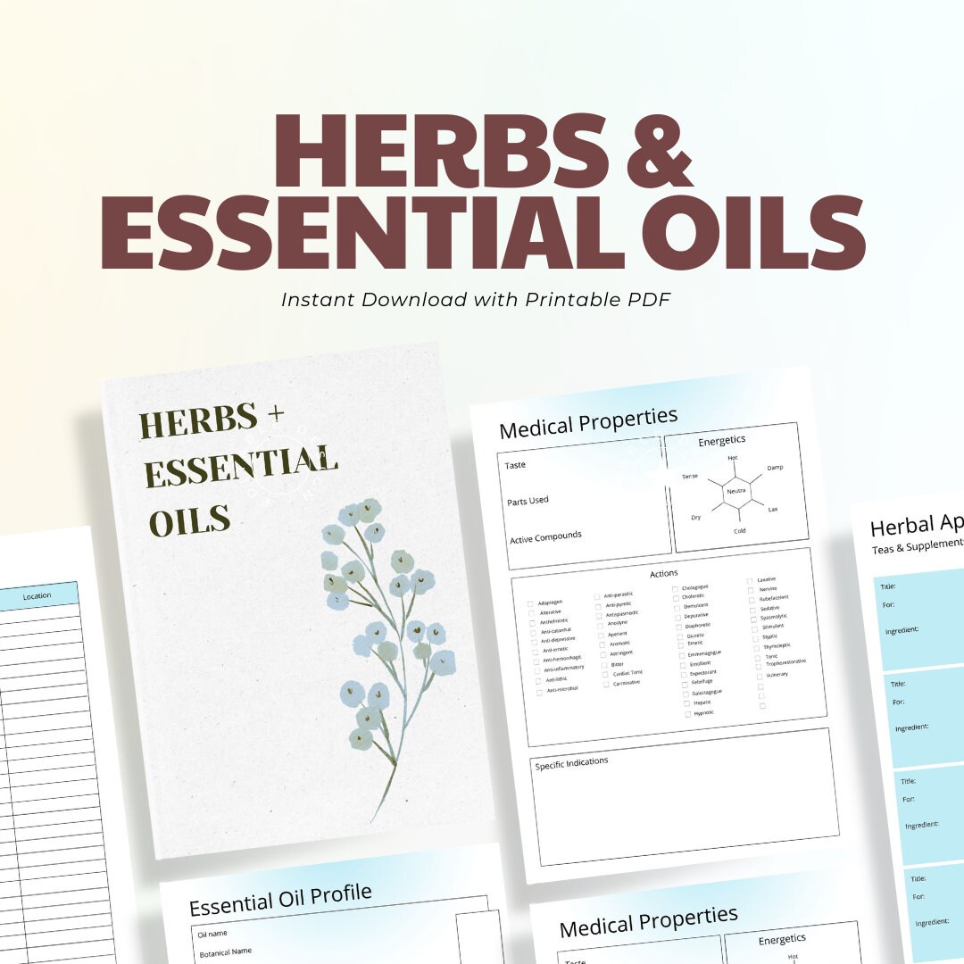 Herbs & Essential Oil Planner - Printable (A4) | Essential Oils Planner | Herbs Journaling ...