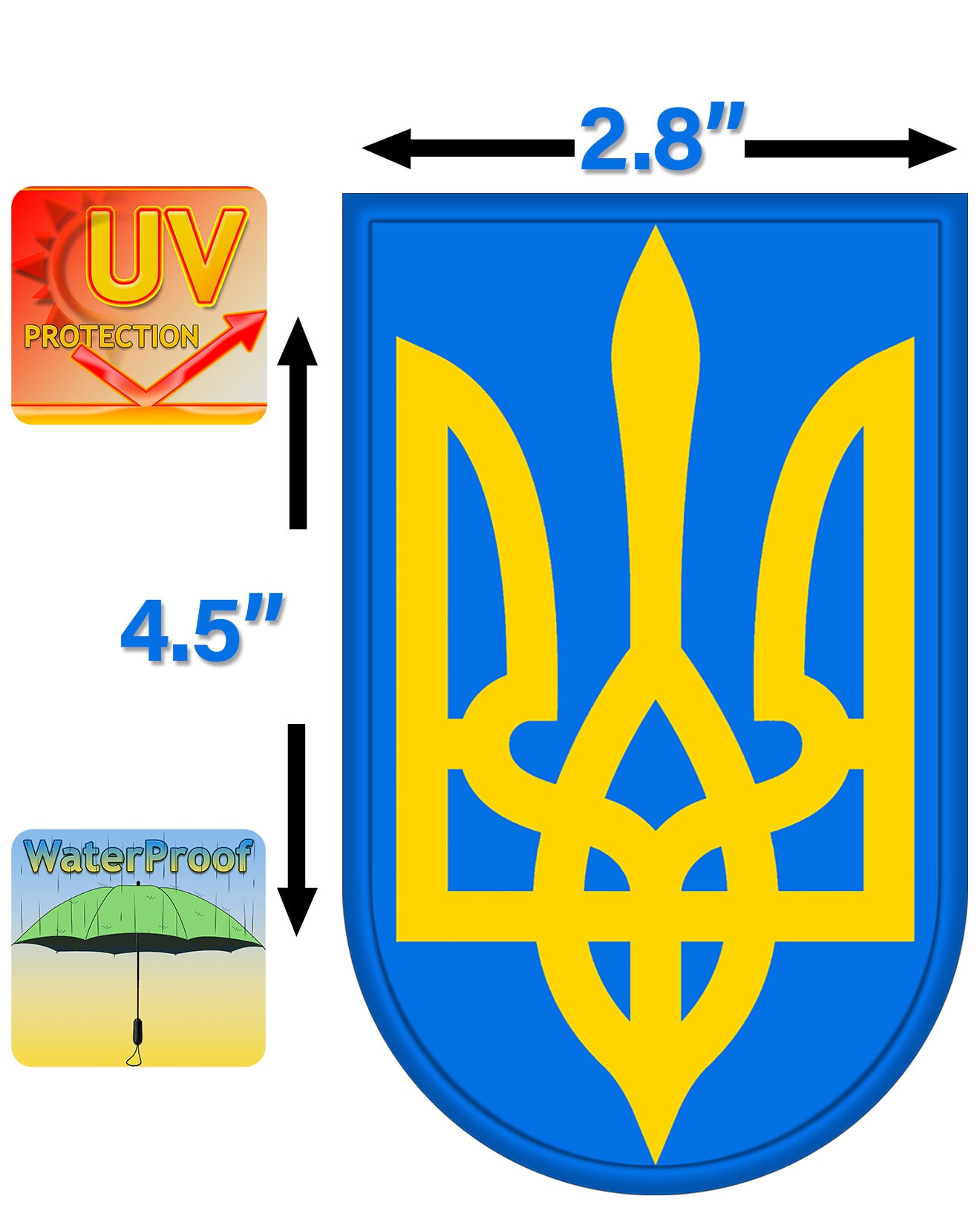 Ukraine Trident/tryzub – Vehicle Sticker/decal (2.2/2.8 X 3.5/4.5 Inch ...
