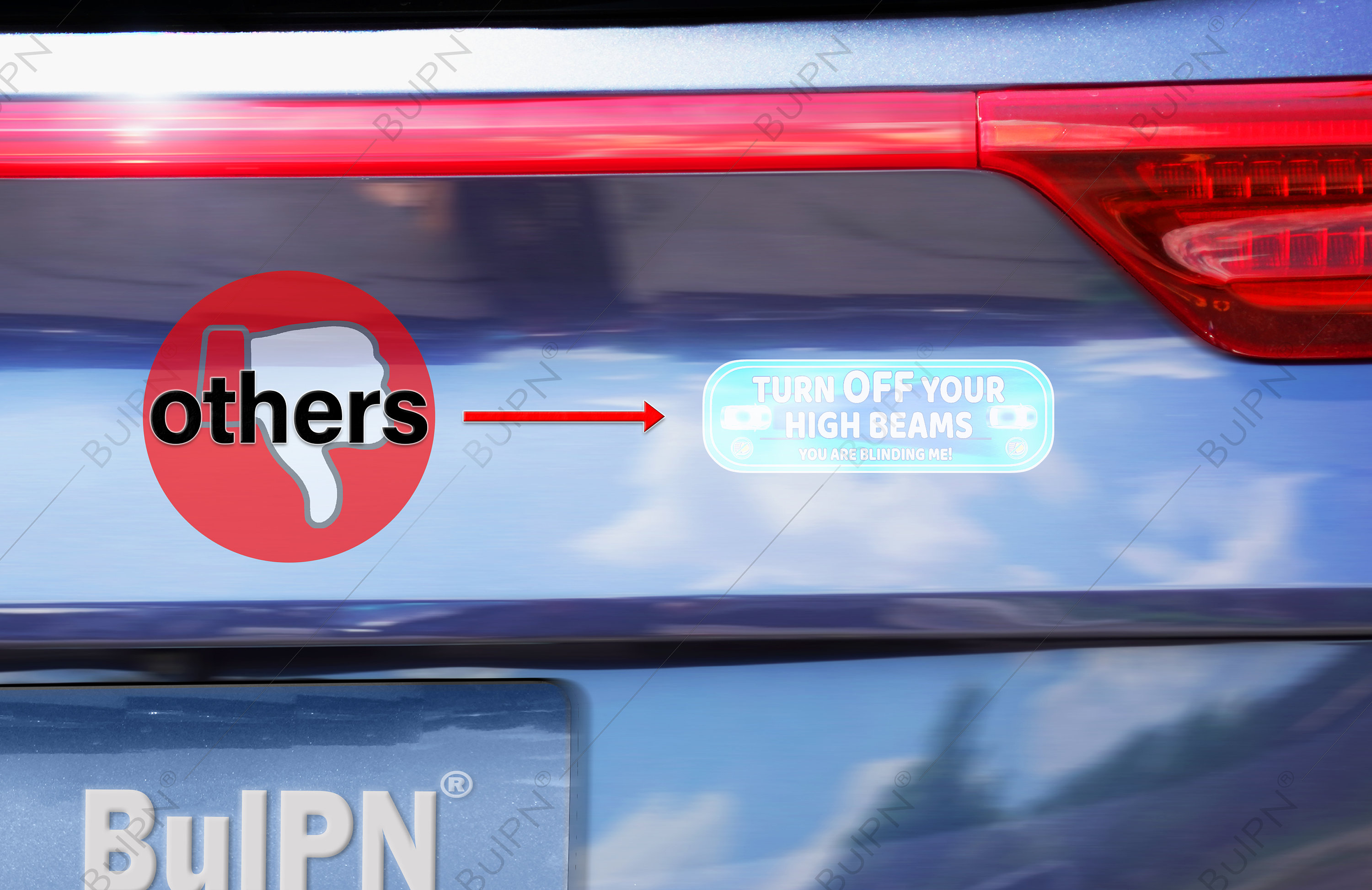 Turn off Your High Beams - Vehicle Sticker (2.3 X 7 Inch) Safety Sign ...