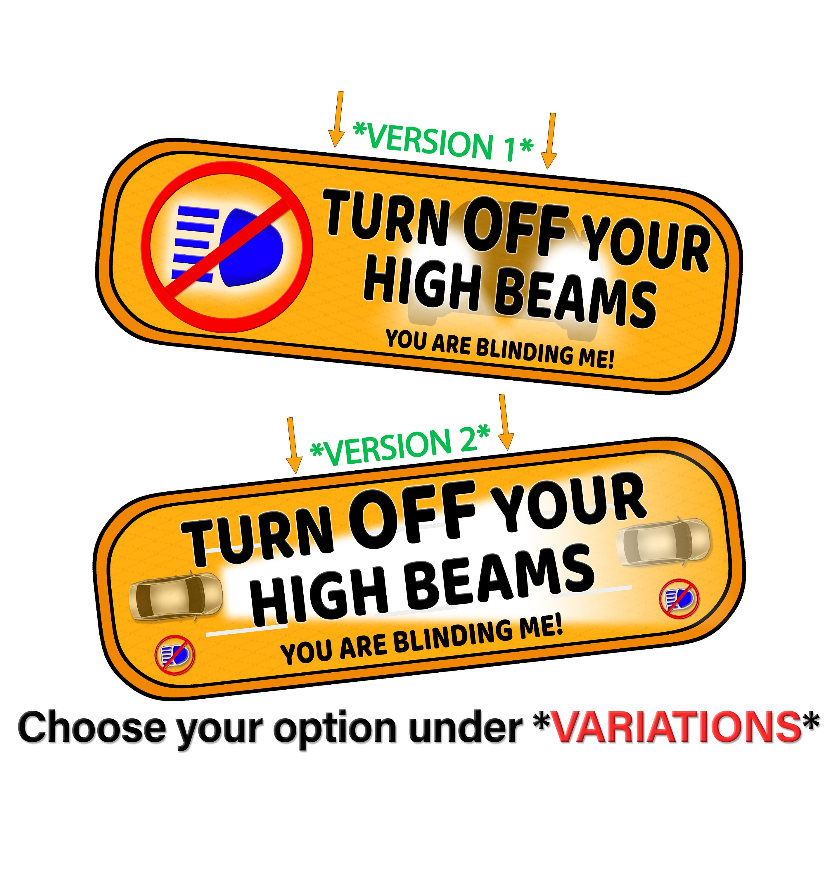 Turn off Your High Beams - Vehicle Sticker (2.3 X 7 Inch) Safety Sign ...