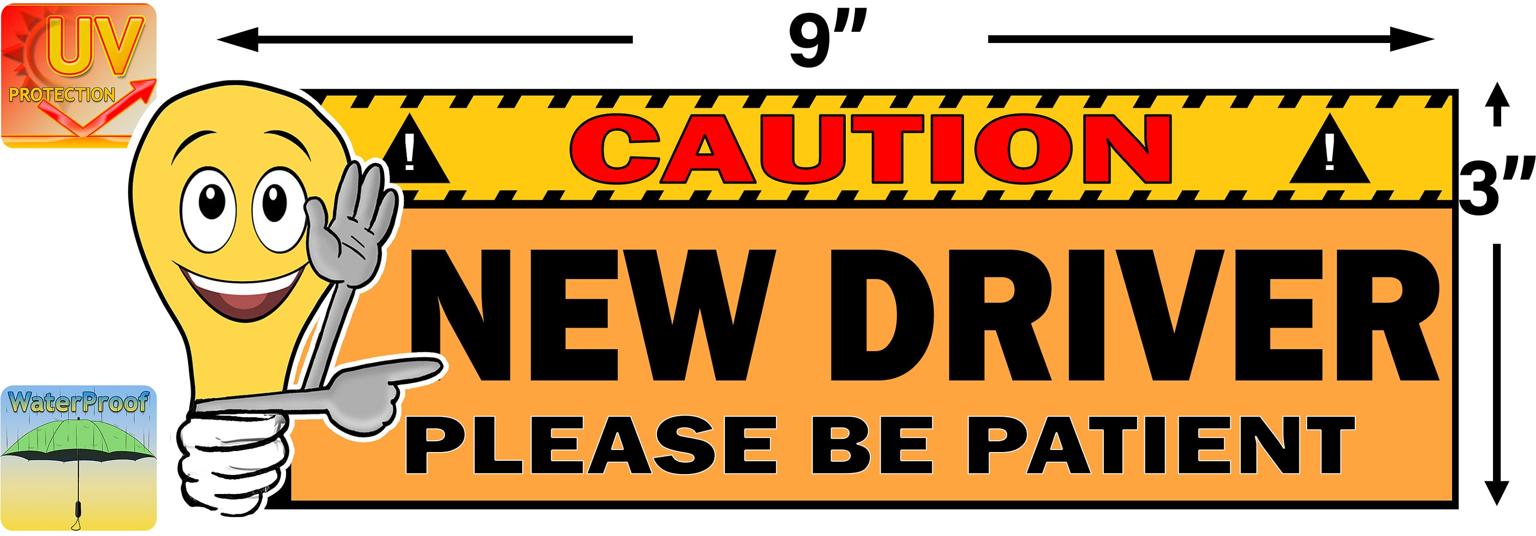 New Driver Please Be Patient - Vehicle Sticker (3x9 Inch) Water ...