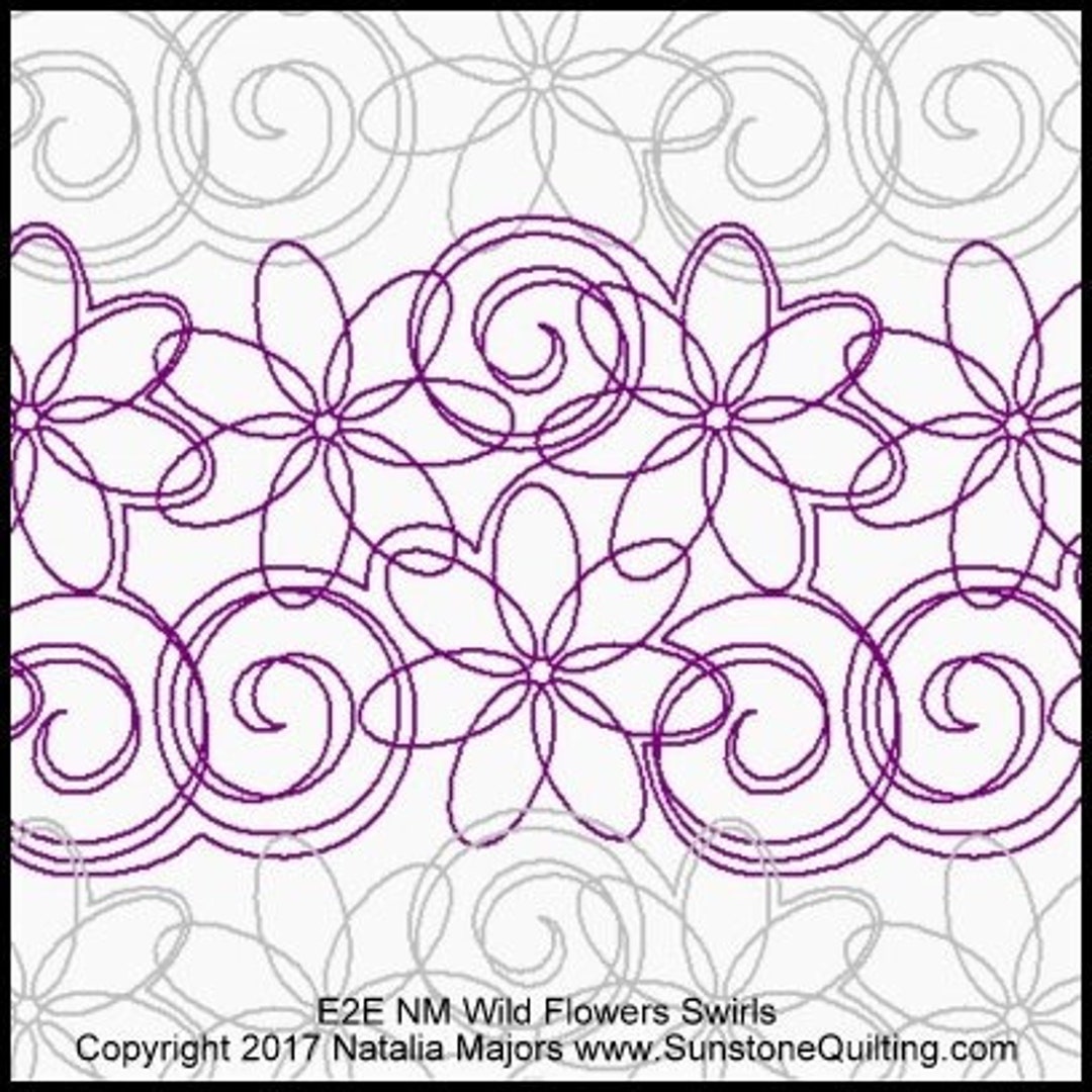 E2E NM Wild Flowers Swirls - Longarm Machine Quilting Digital Pattern - Edge to Edge Pantograph ...