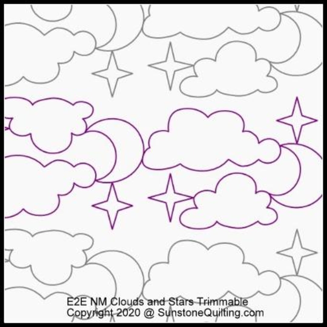 E2E NM Clouds and Stars - Longarm Machine Quilting Digital Pattern - Edge to Edge Pantograph - Etsy