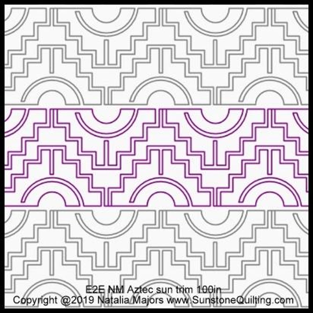 Longarm Machine Quilting Digital Pattern - E2E NM Aztec Sun Trim 100in - Edge to Edge Pantograph ...