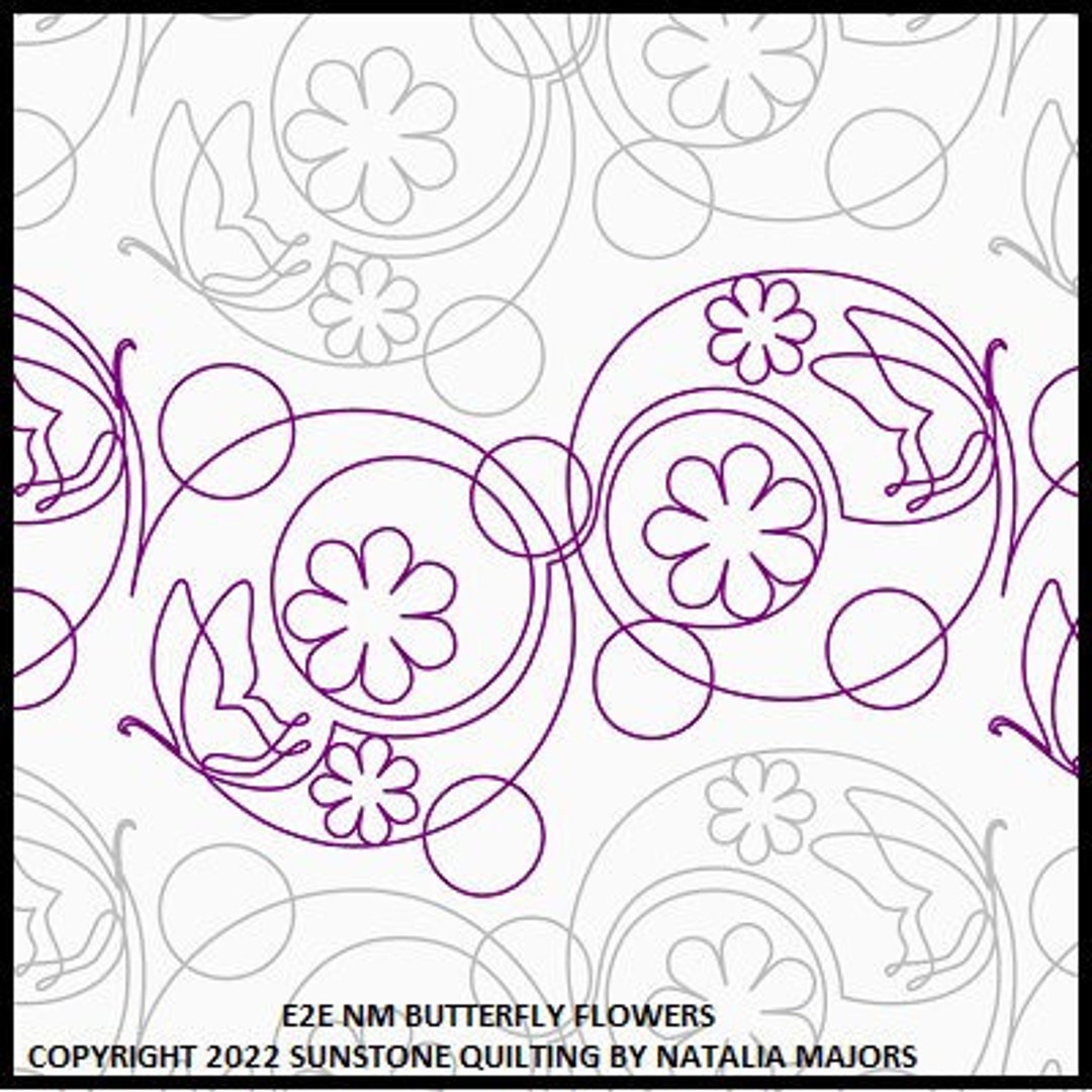 E2E NM Butterfly Flowers - Longarm Machine Quilting Digital Pattern ...