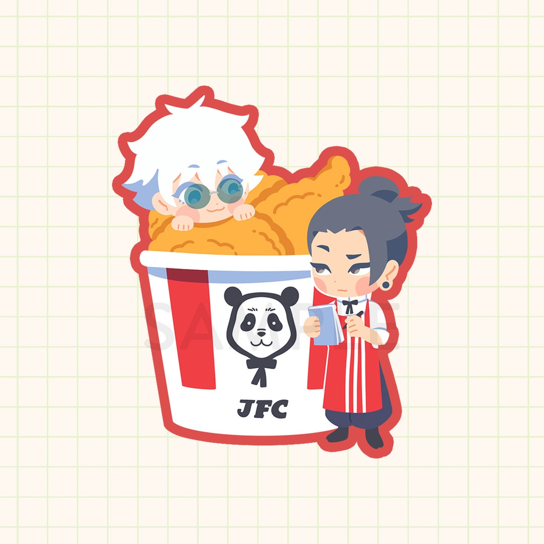 Satosugu Sorcerer Anime Fried Chicken Vinyl Sticker - Etsy