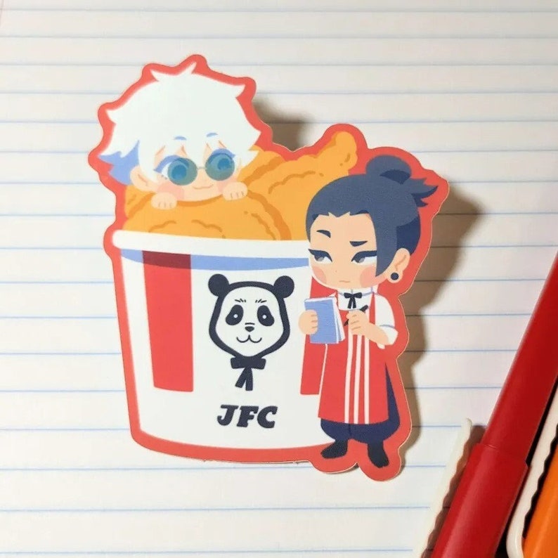 Satosugu Sorcerer Anime Fried Chicken Vinyl Sticker - Etsy