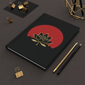 Minimalist Lotus Flower in Front of Red Sun - Japanese Inspired ...