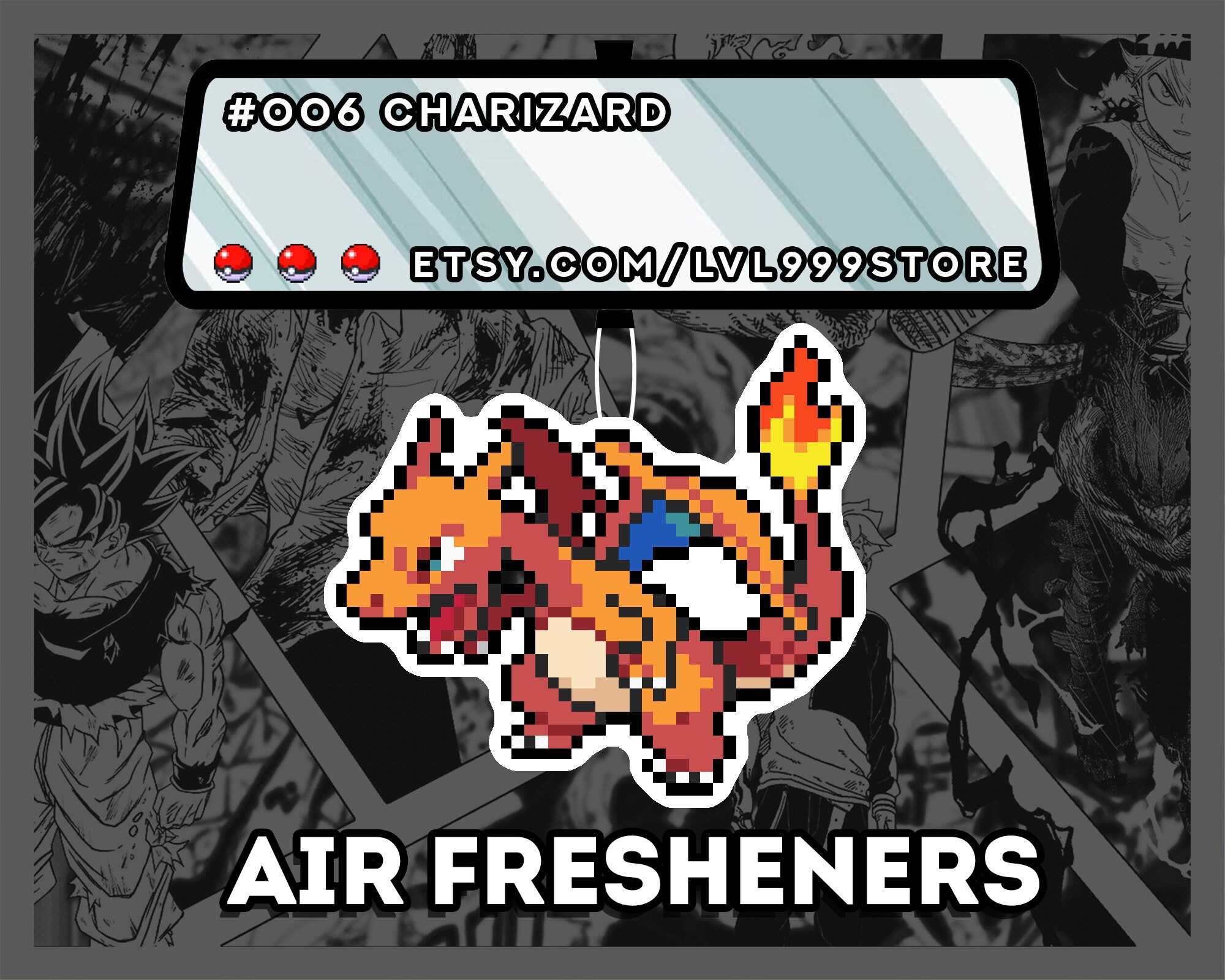 Pokemon Charizard Car Air Freshener Car Accessory Gaming Pixel - Etsy