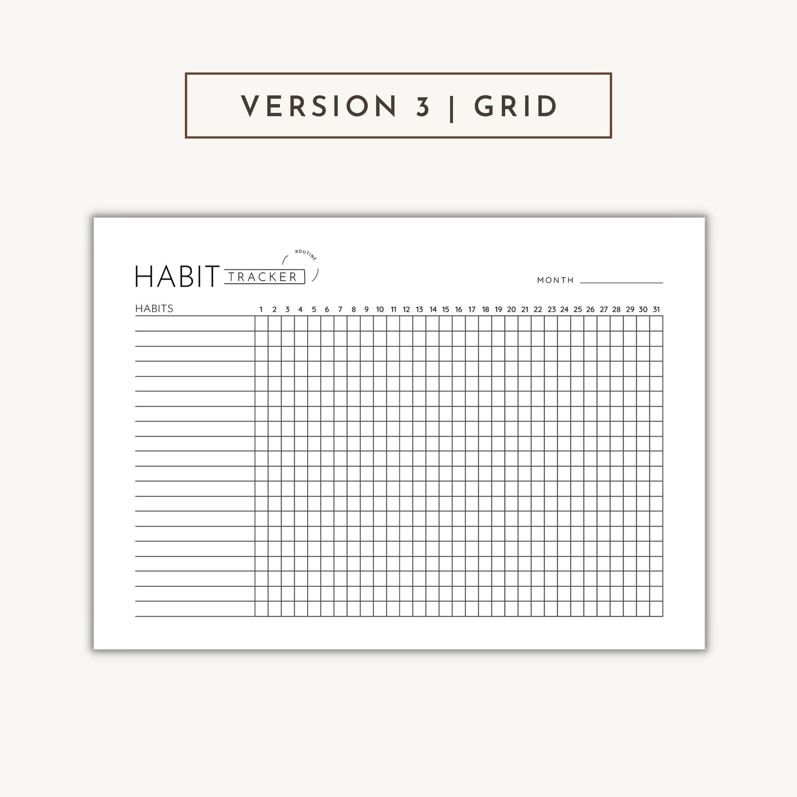 Monthly Habit Tracker Printable: A3 A4 Letter Sizes (digital Download ...