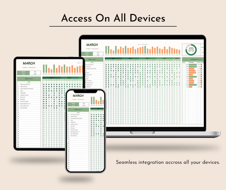 Habit Tracker Google Sheets Spreadsheet Template Daily Weekly Monthly ...