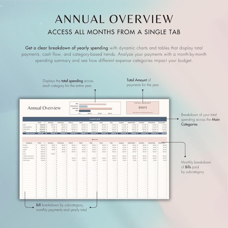 Smart Bill Calendar: Payment Tracker Spreadsheet for Google Sheets ...