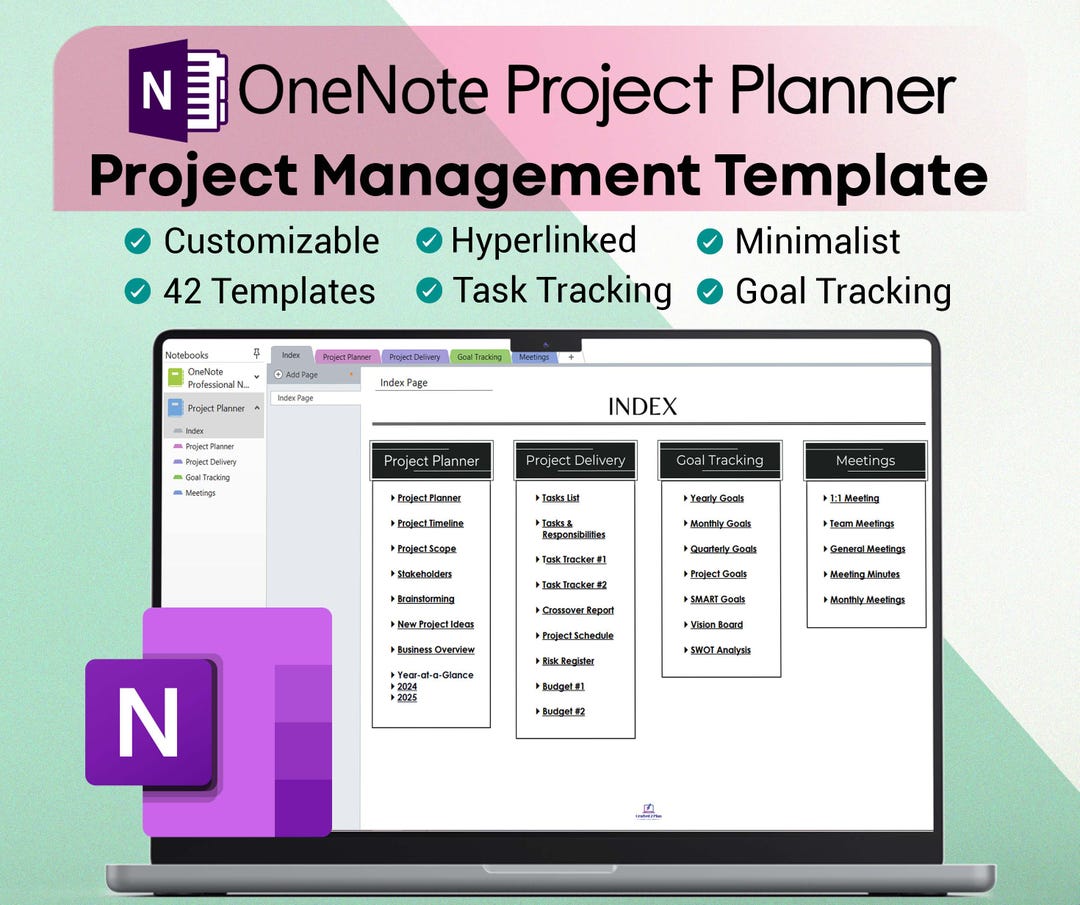 OneNote Project Planner Template 2025 Comprehensive OneNote Project ...