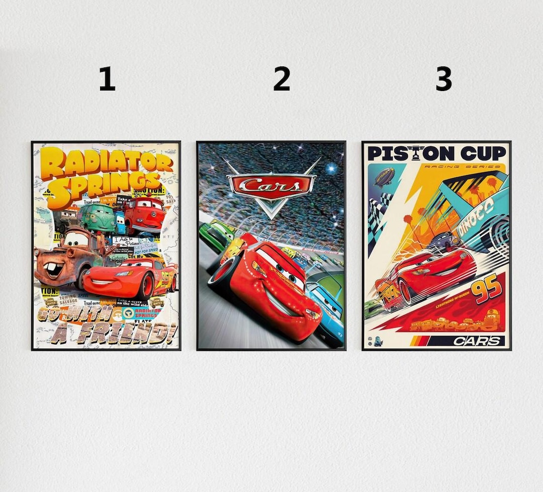 Cars Poster Set of 3, Mcqueen Poster, Radiator Springs Poster, Piston ...