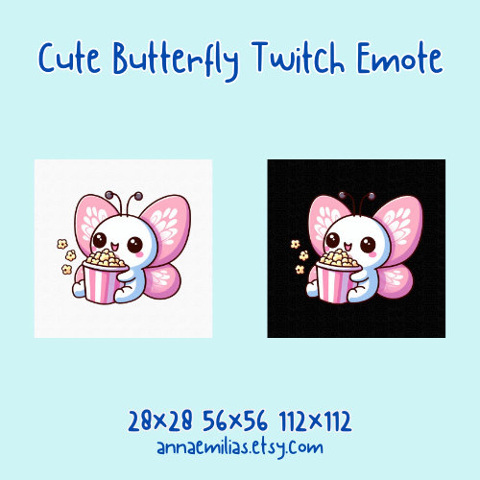 Butterfly Twitch Emote Popcorn | Cute Best Kawaii Emoticons for ...