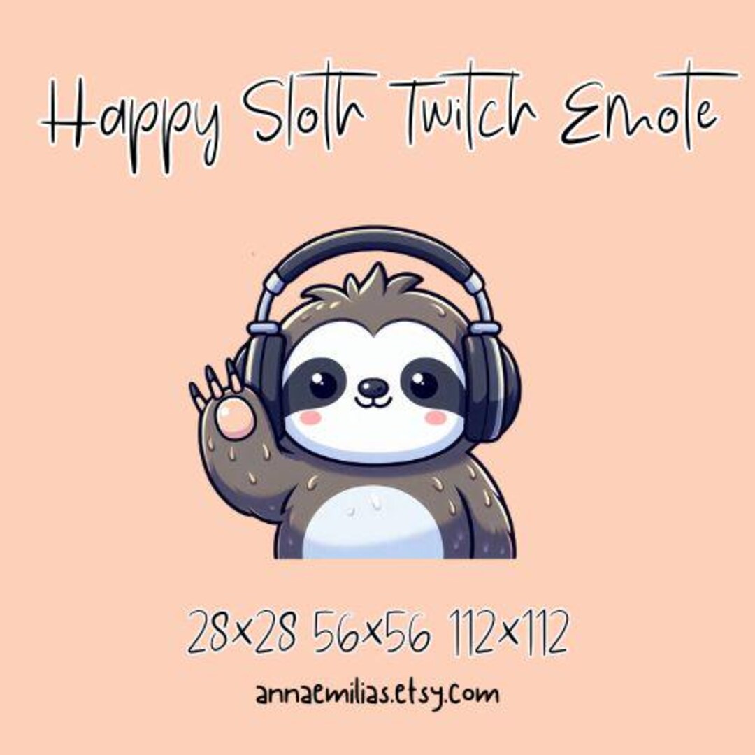 Happy Sloth Twitch Emote | Cute Kawaii Animal Streaming Emoji | Fun and Cool Live Stream Assets ...