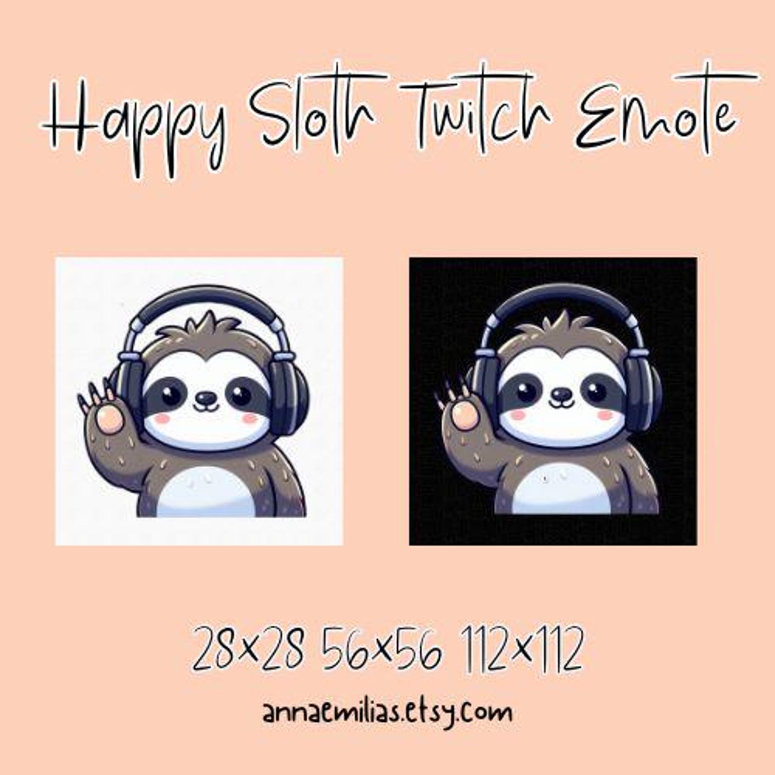 Sloth Twitch Emote | Kawaii Waving Animal Emoji (digital Download) - Etsy