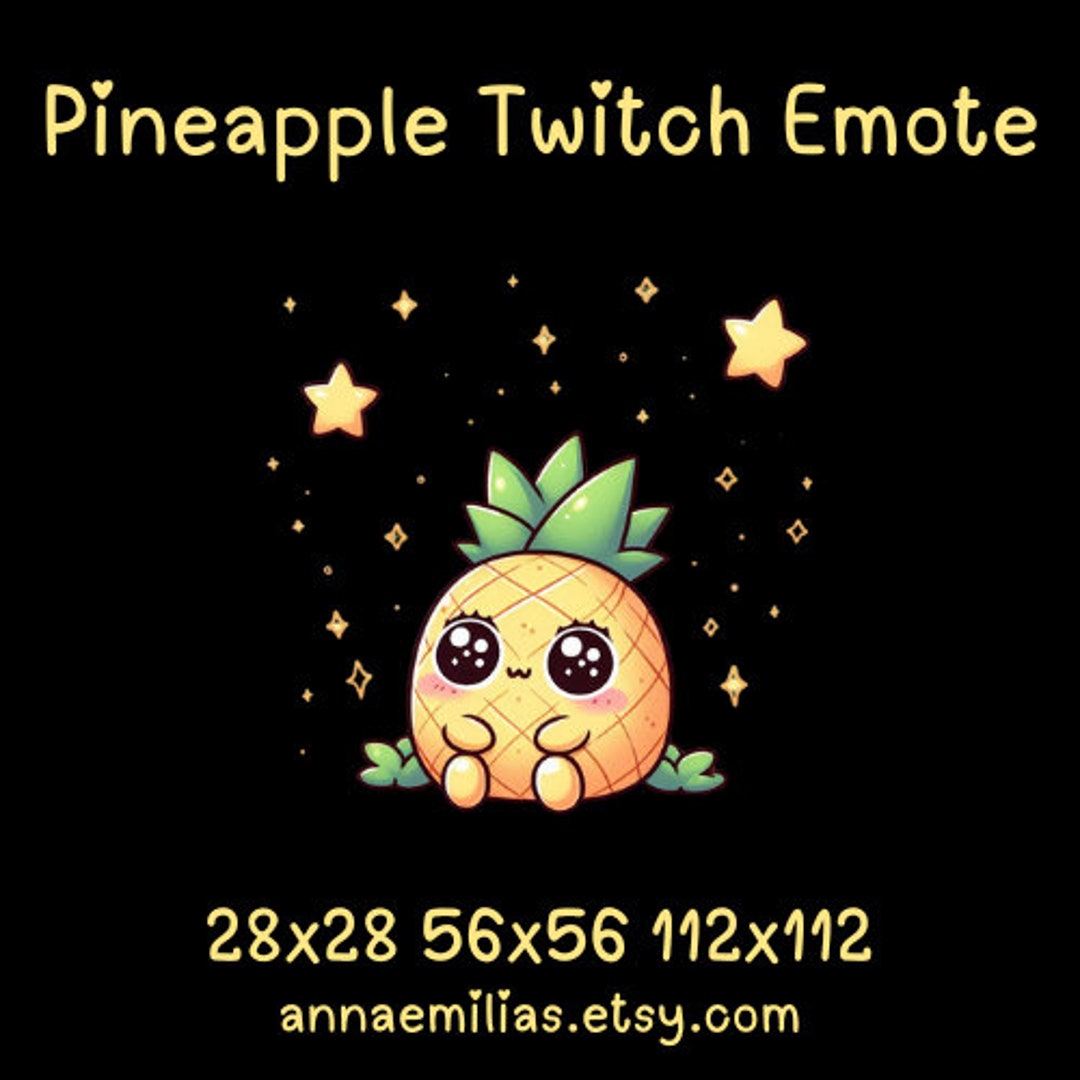 Cute Pineapple Twitch Emote Kawaii Fruit With a Stars for Streaming ...