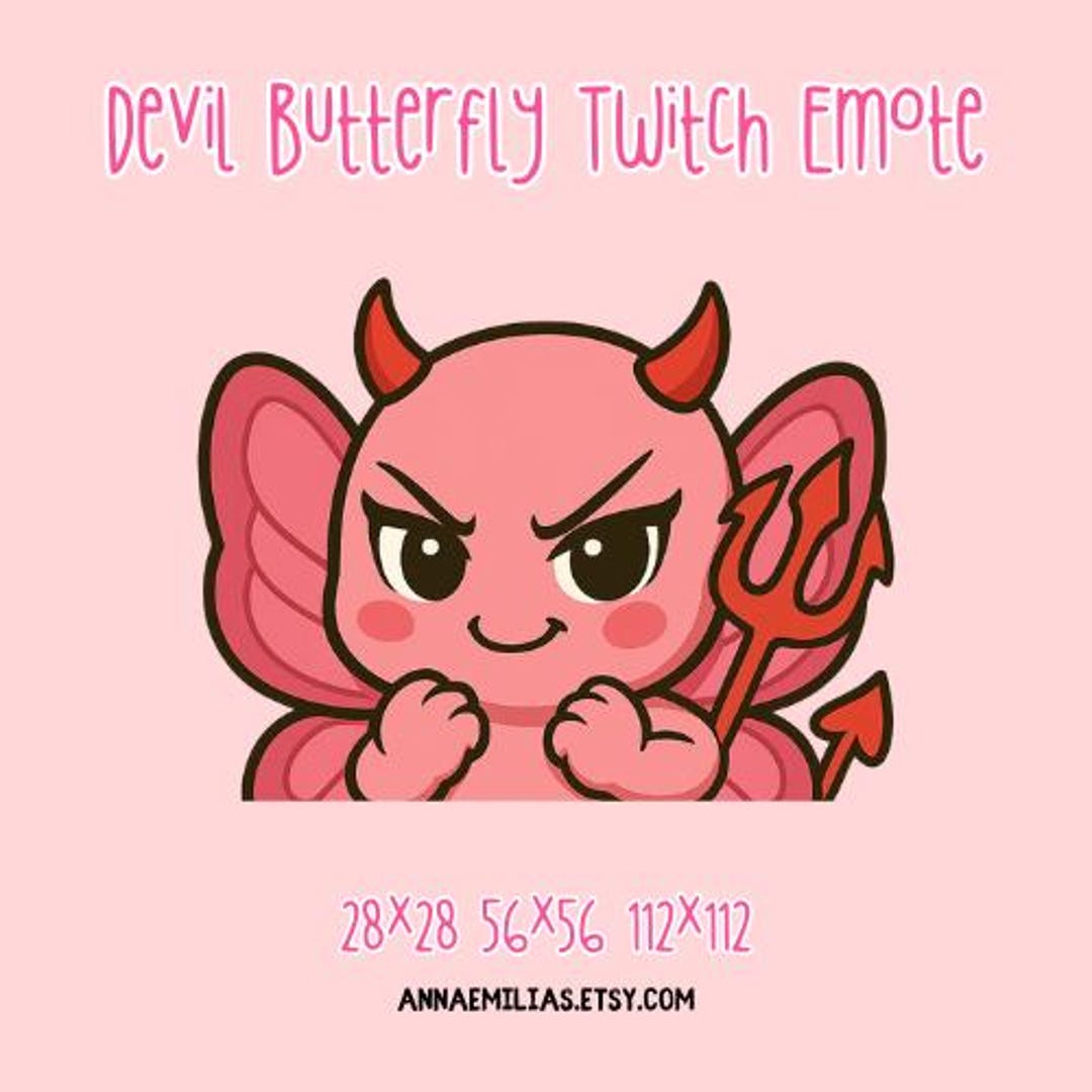 Twitch Emote | Cute Devil Butterfly Emote | Kawaii Evil Emote ...